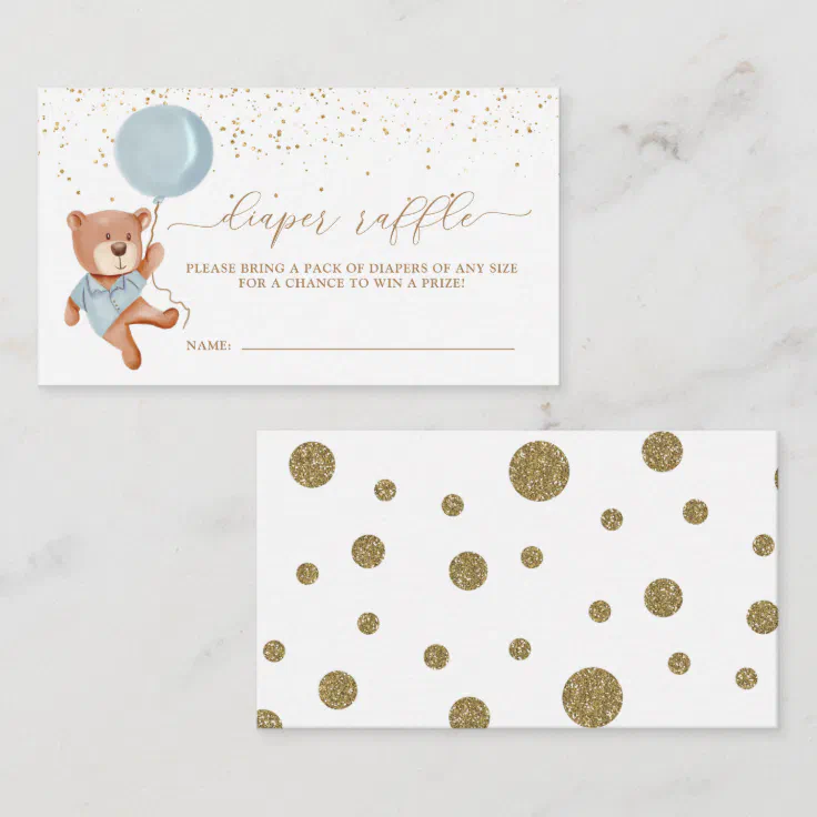 Teddy Bear Diaper Raffle Ticket Enclosure Card | Zazzle