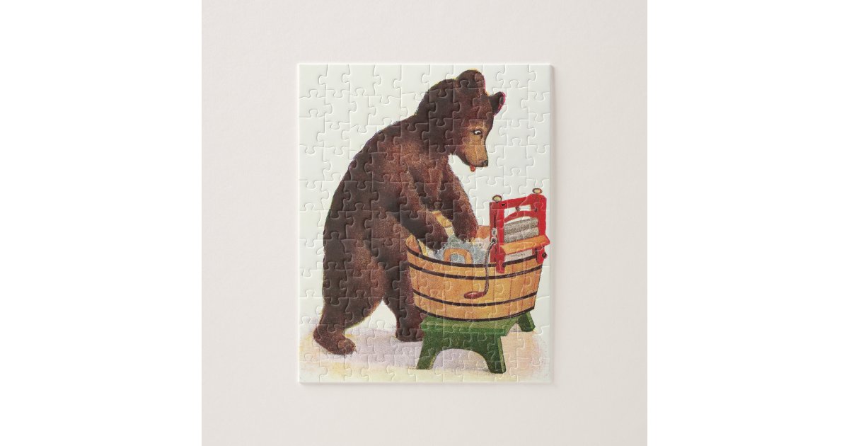 Teddy Bear Doing Laundry Jigsaw Puzzle | Zazzle