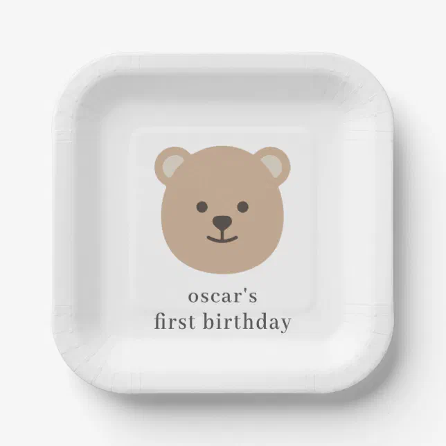 Teddy Bear Face Paper Plates | Zazzle