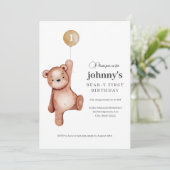 Teddy Bear First Birthday Party Invitation | Zazzle