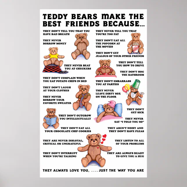 Teddy Bear Friends Poster | Zazzle