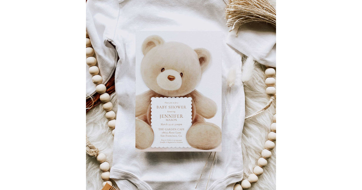 Teddy Bear Gender Neutral Baby Shower Invitation | Zazzle