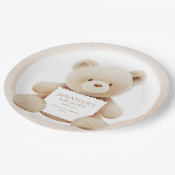 Teddy Bear Gender Neutral Baby Shower Paper Paper Plates | Zazzle