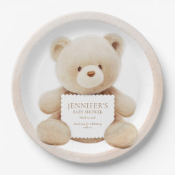 Teddy Bear Gender Neutral Baby Shower Paper Paper Plates | Zazzle