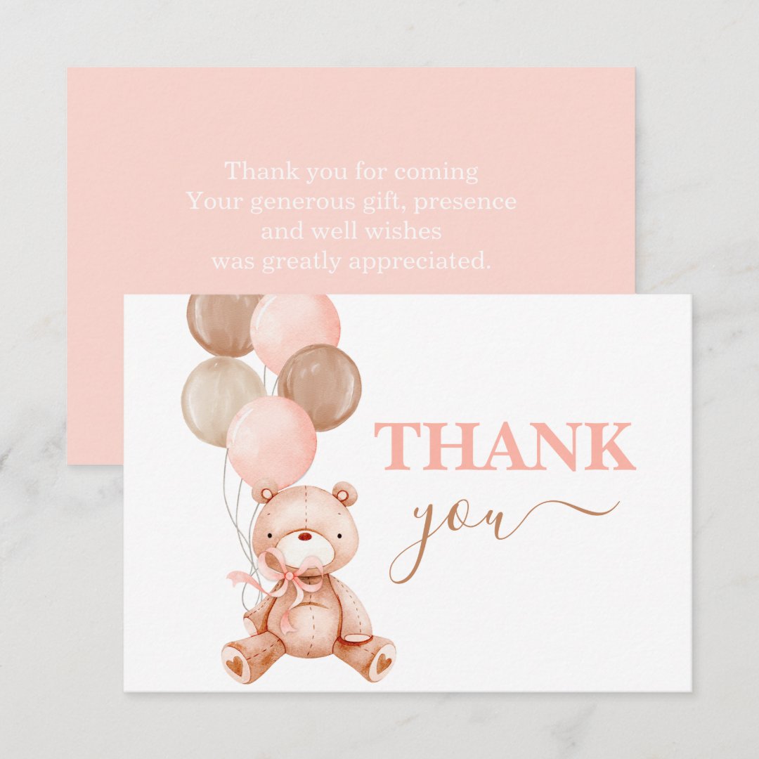 Teddy Bear Girl thank you Note Card | Zazzle