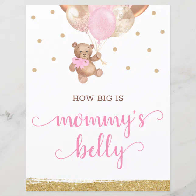 Teddy Bear Guess How Big Is Mommy's Belly Sign | Zazzle