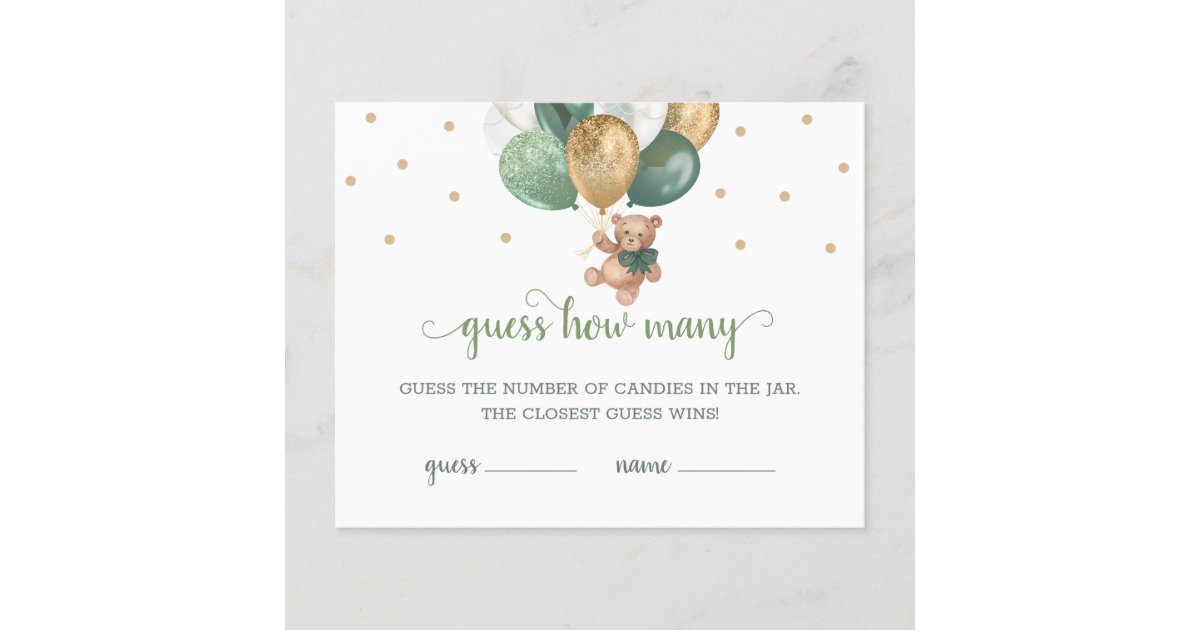 Teddy Bear Guess How Many Candies Game Baby Shower | Zazzle