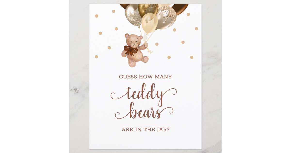 Teddy Bear Guess How Many Candies Sign Baby Shower | Zazzle