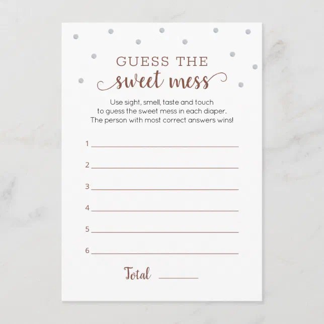 Teddy Bear Guess the Sweet Mess Game Card | Zazzle