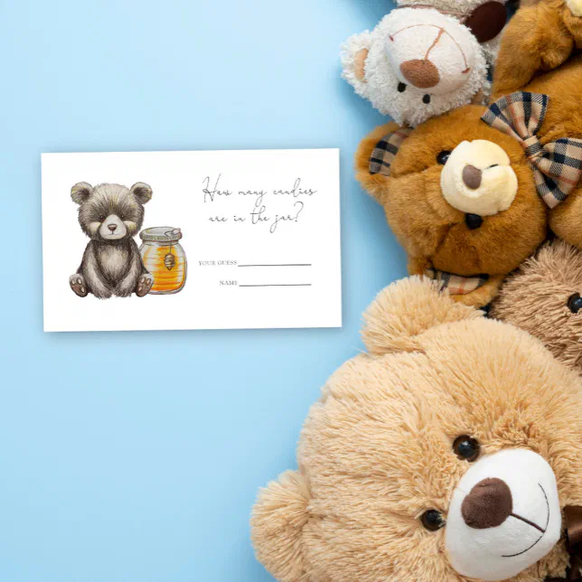 Teddy bear how many candies are in the jar enclosure card | Zazzle
