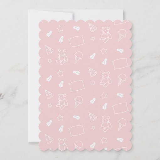 Teddy Bear Ice Cream Pink Slumber Party Birthday Invitation | Zazzle