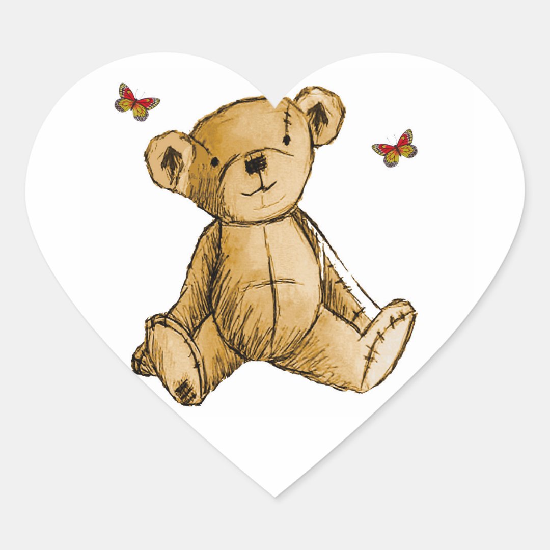 Teddy Bear image for Heart-Stickers Heart Sticker | Zazzle
