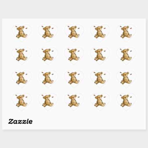 Teddy Bear image for Heart-Stickers Heart Sticker | Zazzle