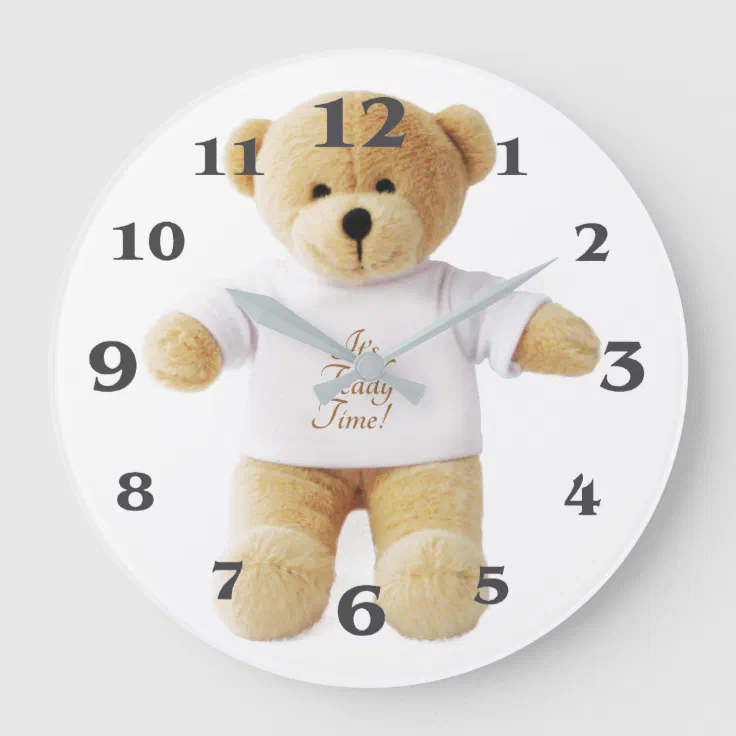 Teddy Bear image for Round (Large) Wall Clock | Zazzle