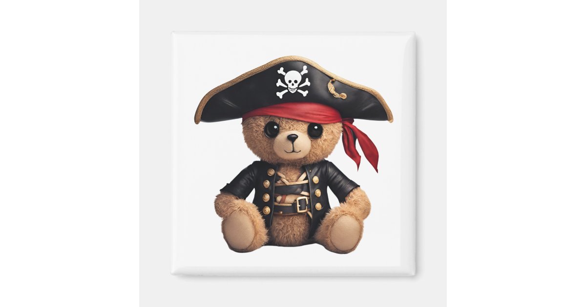 Teddy bear in pirate disguise magnet | Zazzle