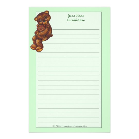 Teddy Bear Lined Stationery | Zazzle.com