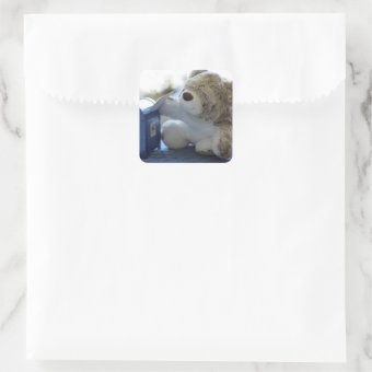 Teddy Bear Mails a Letter 2 Square Sticker | Zazzle