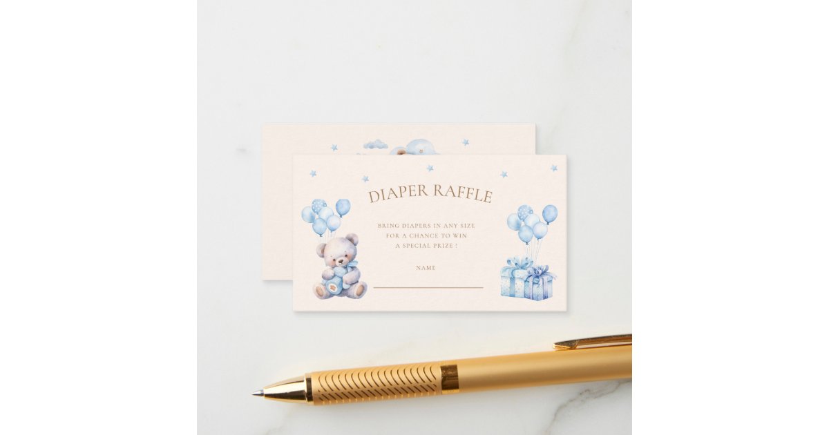 Teddy Bear Moon Diaper Raffle Ticket Enclosure Card | Zazzle