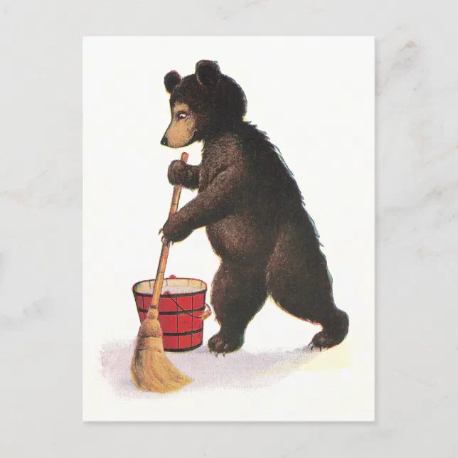 Teddy Bear Mops Floor Postcard | Zazzle