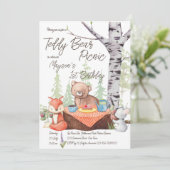Teddy bear picnic woodlands animals birthday party invitation | Zazzle