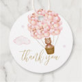 Teddy Bear Pink Balloons Baby Shower Thank You Favor Tags | Zazzle