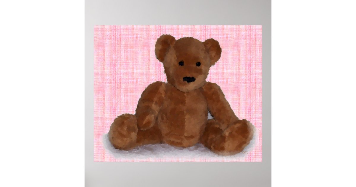 Teddy Bear Plush Photography Art Pink Poster | Zazzle