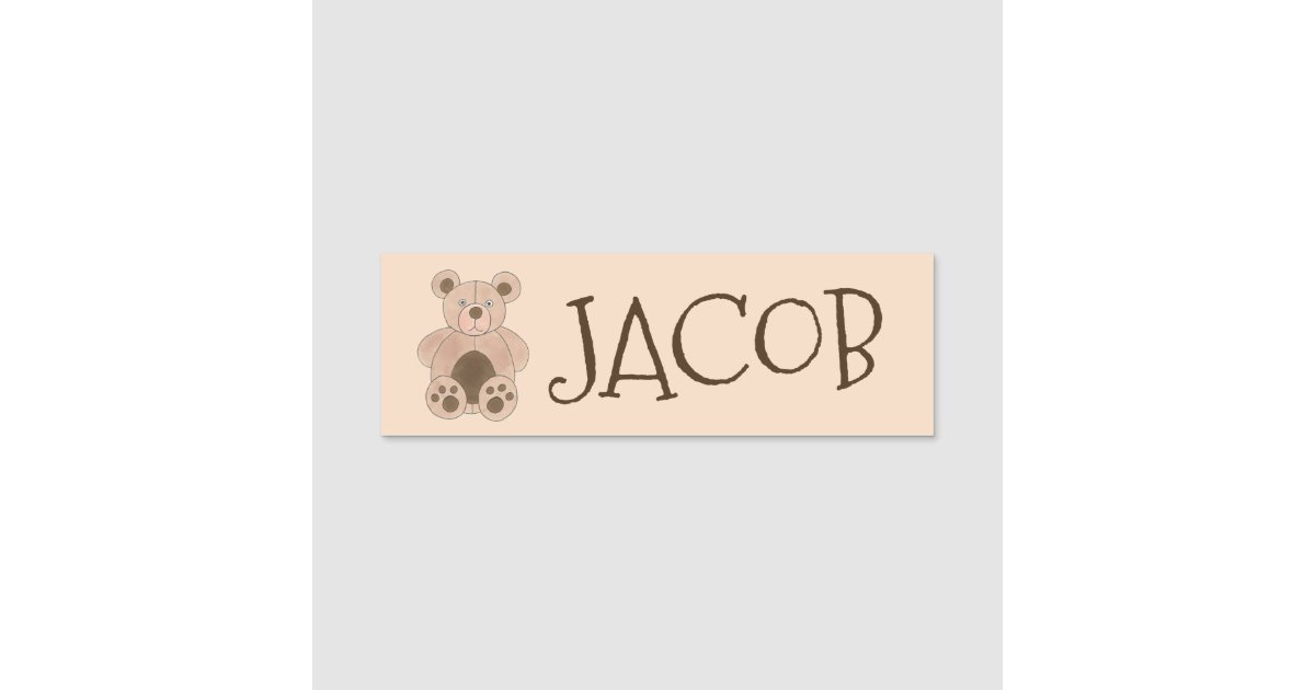 Teddy Bear Plush Stuffed Animal Birthday Party Name Tag | Zazzle