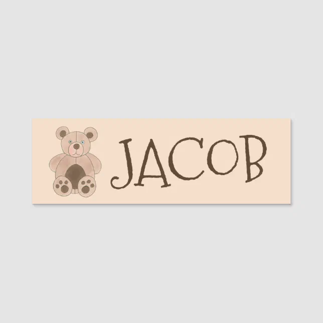 Teddy Bear Plush Stuffed Animal Birthday Party Name Tag | Zazzle