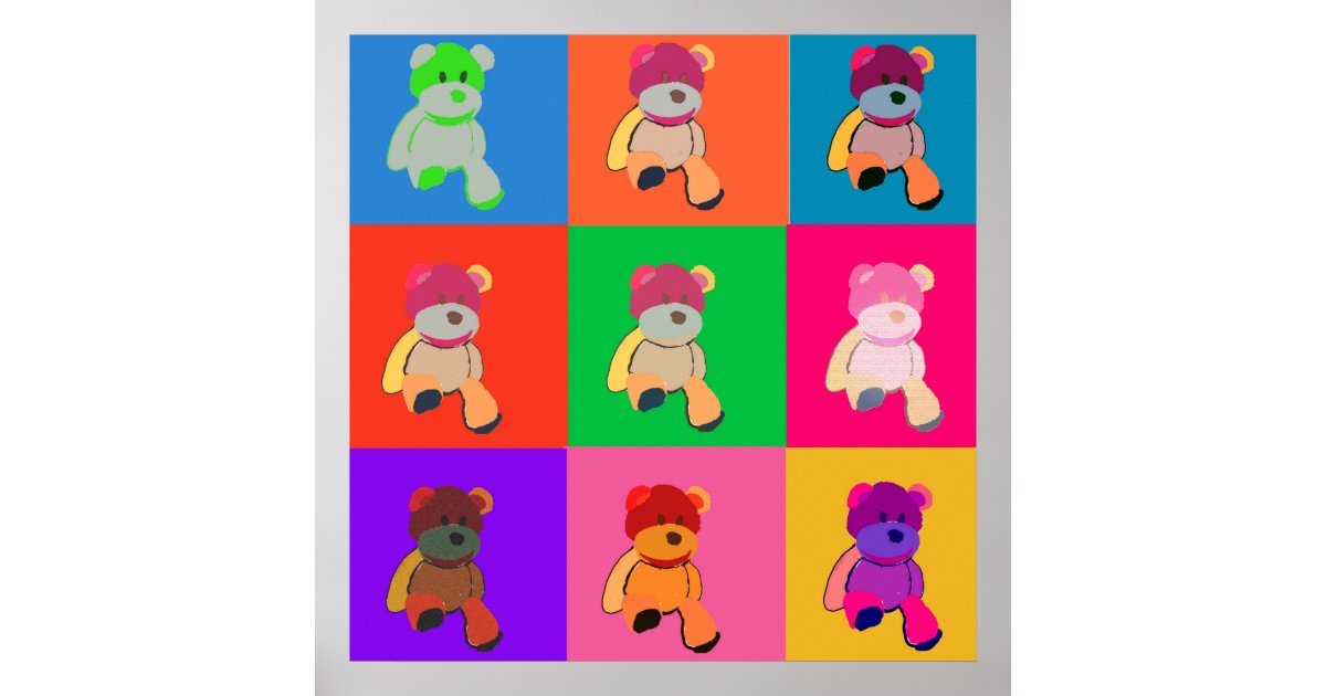 Teddy Bear Pop Art Poster | Zazzle