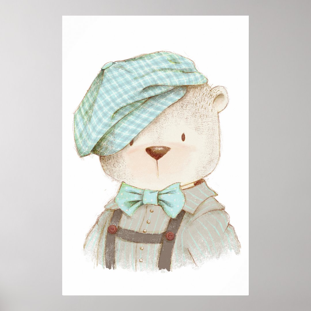 Teddy Bear Portrait Poster | Zazzle