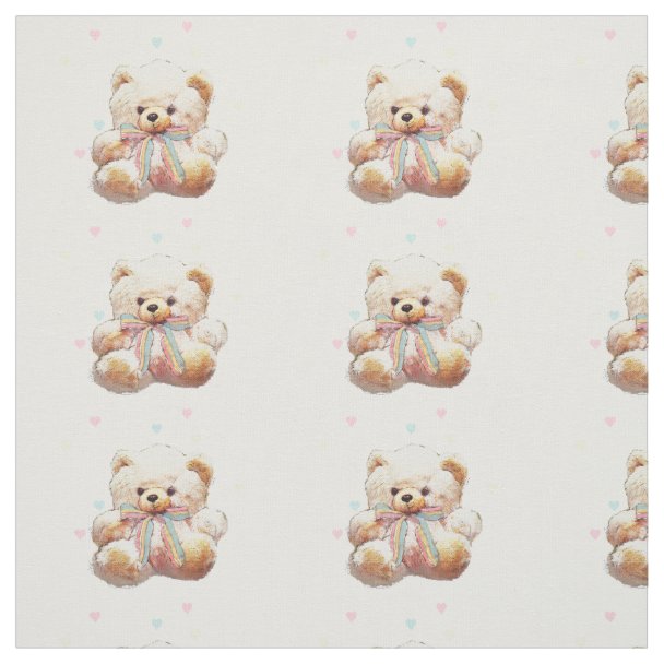 Teddy Bear Print Fabric Material | Zazzle