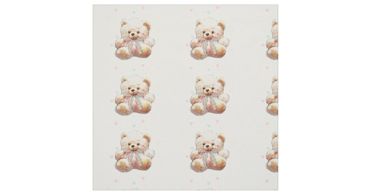 Teddy Bear Print Fabric Material | Zazzle