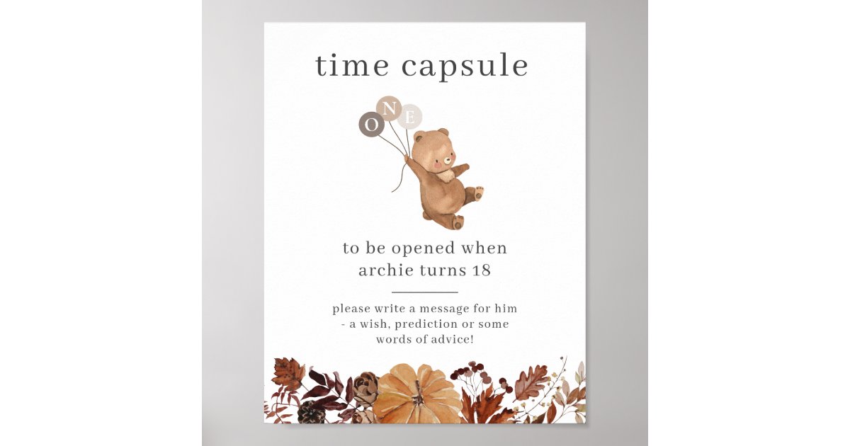 Teddy Bear Pumpkin - Time Capsule Poster | Zazzle