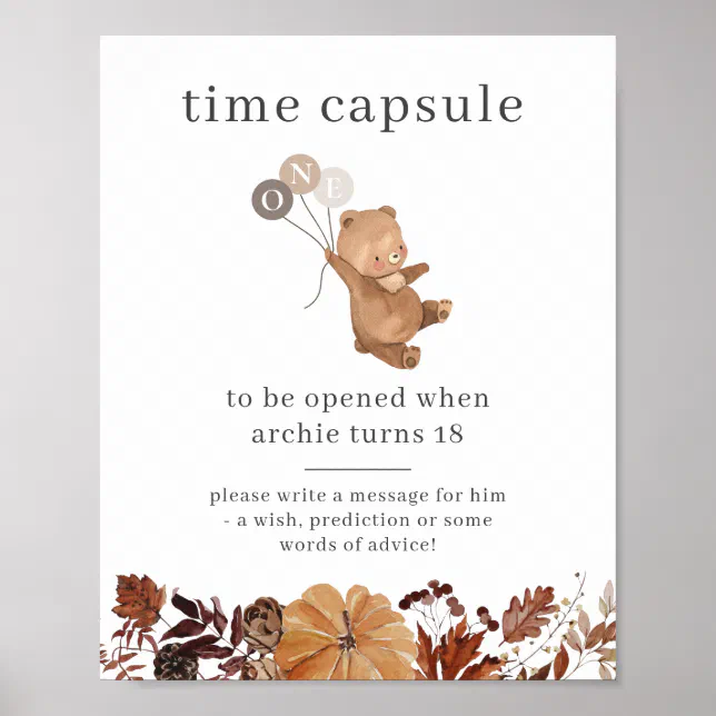 Teddy Bear Pumpkin - Time Capsule Poster | Zazzle
