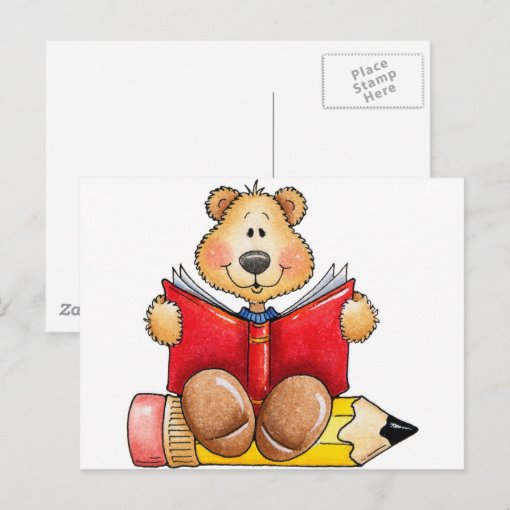 Teddy Bear Reading Postcard | Zazzle