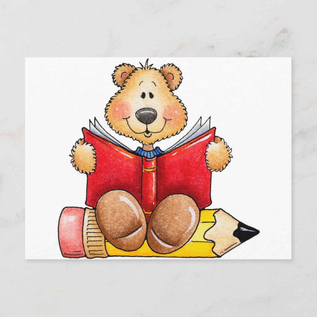 Teddy Bear Reading Postcard | Zazzle