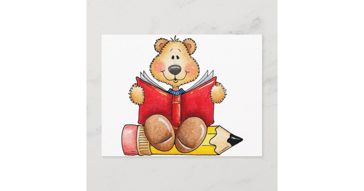 Teddy Bear Reading Postcard | Zazzle