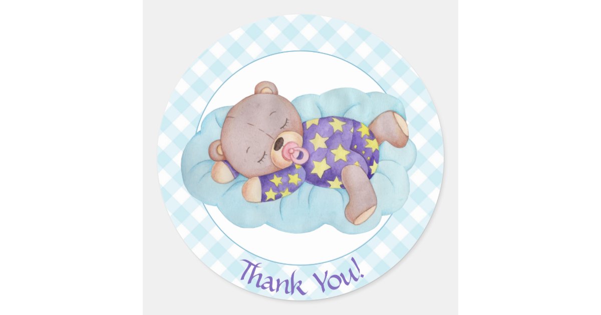 Teddy Bear Sleeping Baby Boy Classic Round Sticker | Zazzle