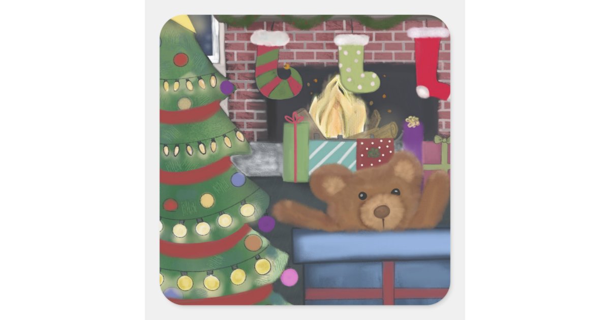 Teddy Bear Square Sticker | Zazzle