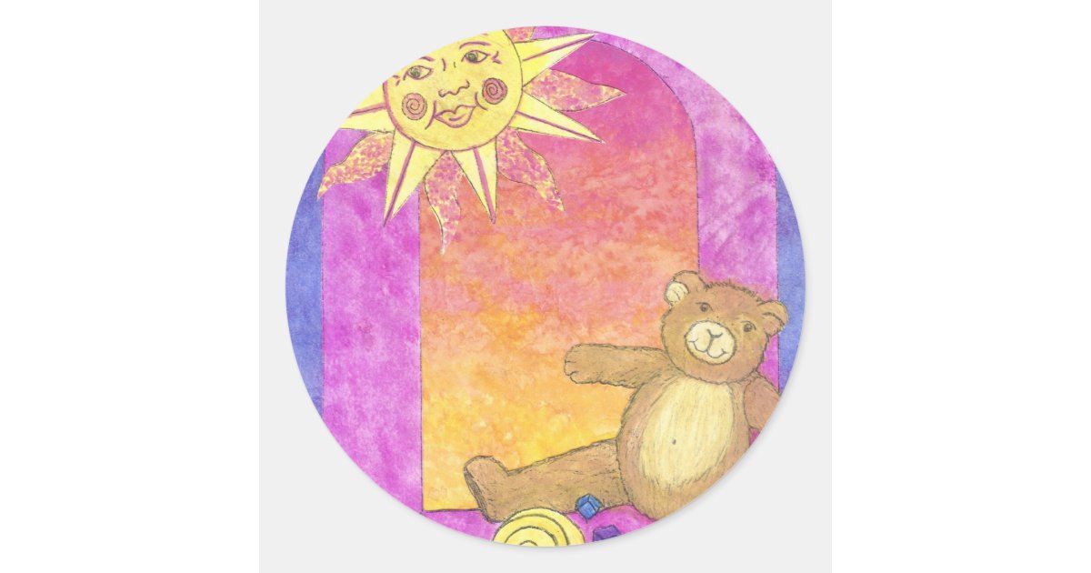 Teddy Bear Sun Set Classic Round Sticker | Zazzle