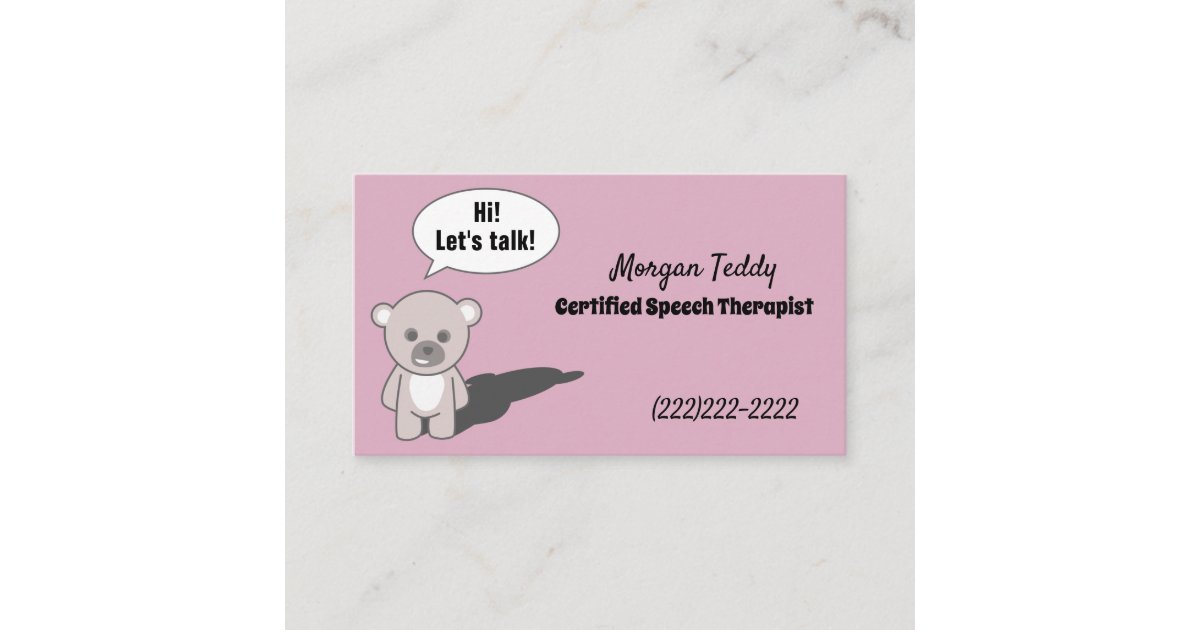 Teddy Bear Talking Print Cute Speech Therapy Business Card | Zazzle