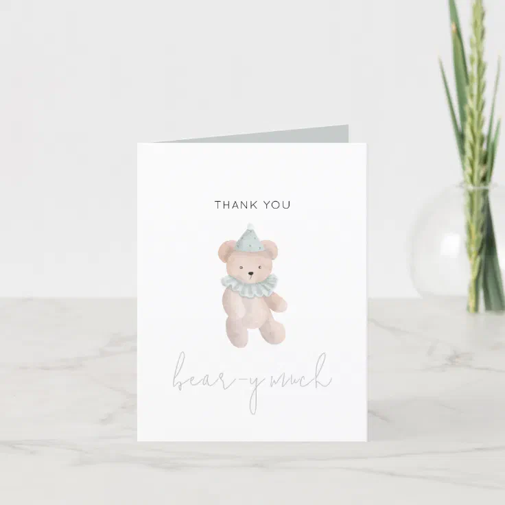 Teddy Bear Thank you Beary Much Card | Zazzle