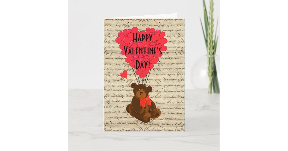 Teddy Bear Valentines Day Holiday Card | Zazzle
