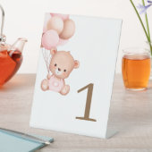 Teddy Bear Watercolor Table Number Pedestal Sign | Zazzle