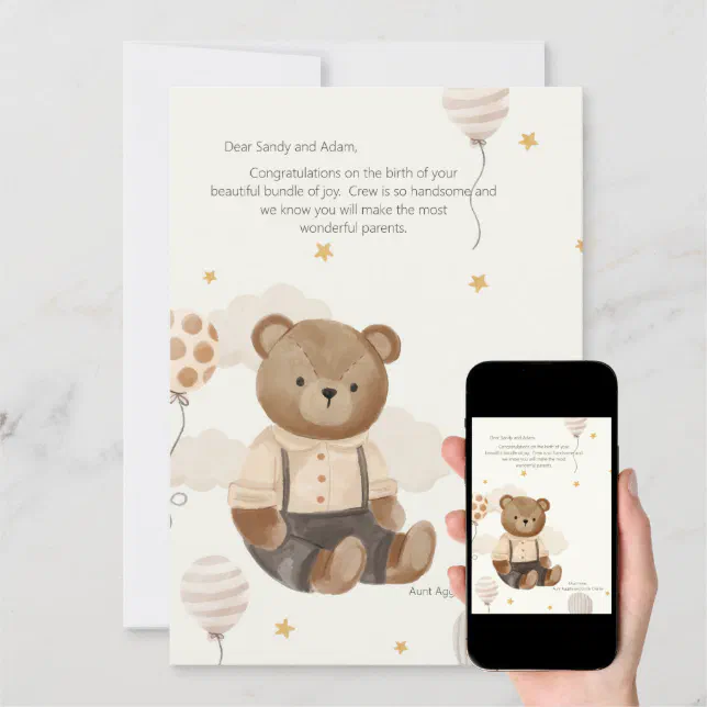 Teddy Bear Welcome Baby Card | Zazzle