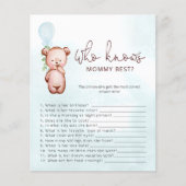 Teddy Bear Who Know Mommy Best Baby Shower Game | Zazzle