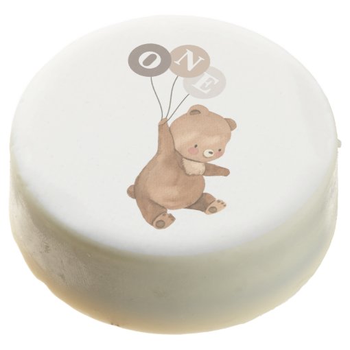 Teddy Bear with 3 Brown Balloons Chocolate Covered Oreo | Zazzle