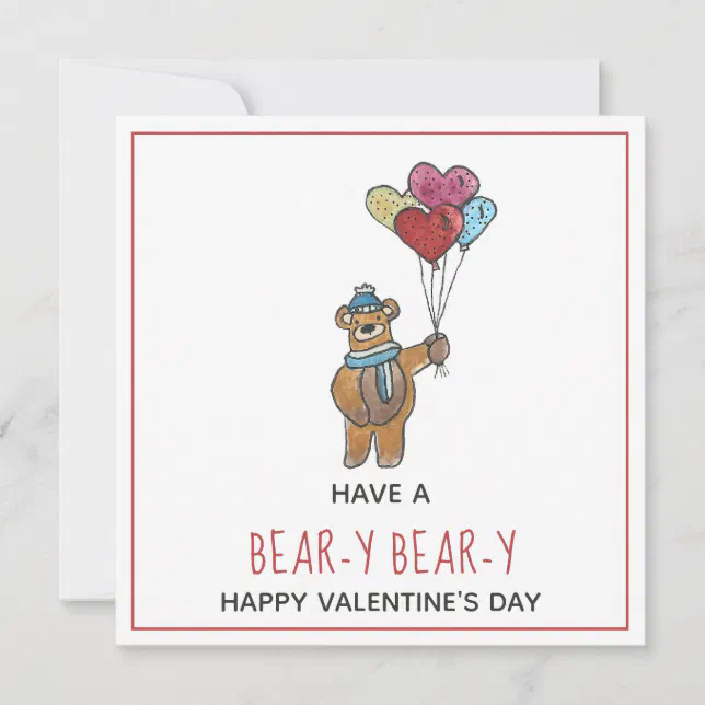 Teddy Bear with a Balloon Bouquet Valentine Card | Zazzle