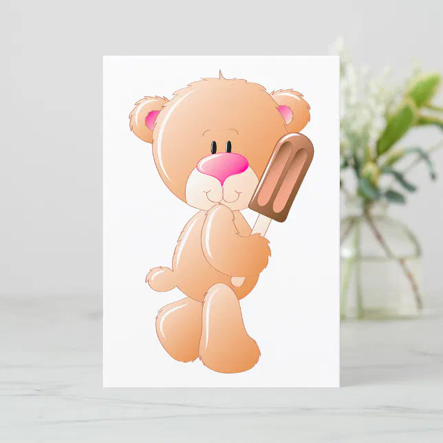 Teddy Bear With An Ice Block Invitation | Zazzle