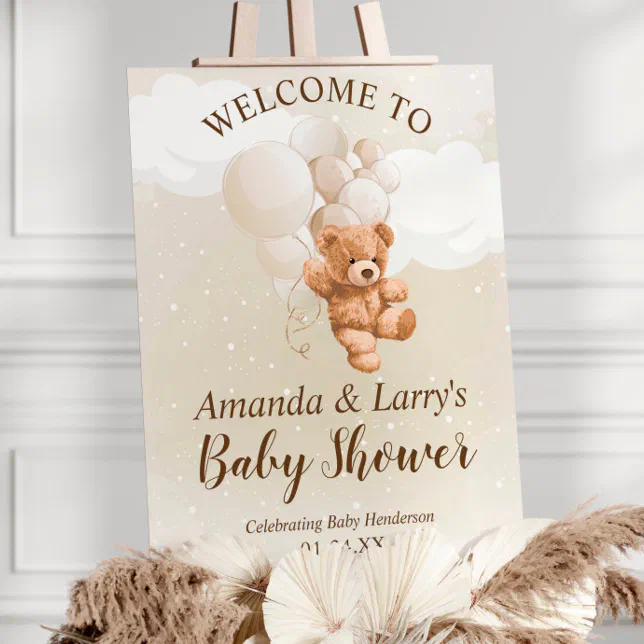 Teddy Bear with Balloons Welcome Sign | Zazzle